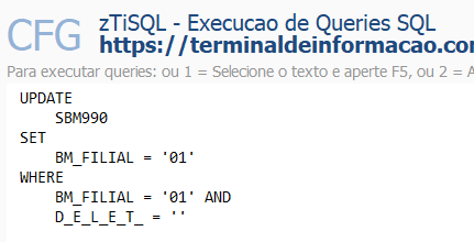 Tela que Executa Consultas SQL via AdvPL – Terminal de Informação
